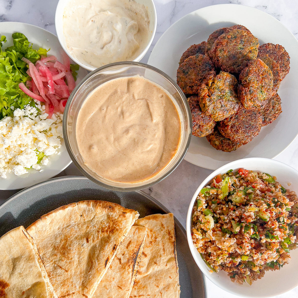 Crispy Falafel with Tabbouleh + Tahini Sauce Recipe Kit – SKORDO
